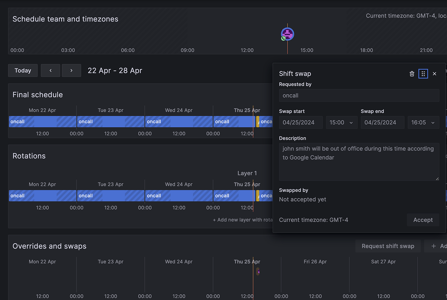 Sync Grafana OnCall with Google Calendar out-of-office events