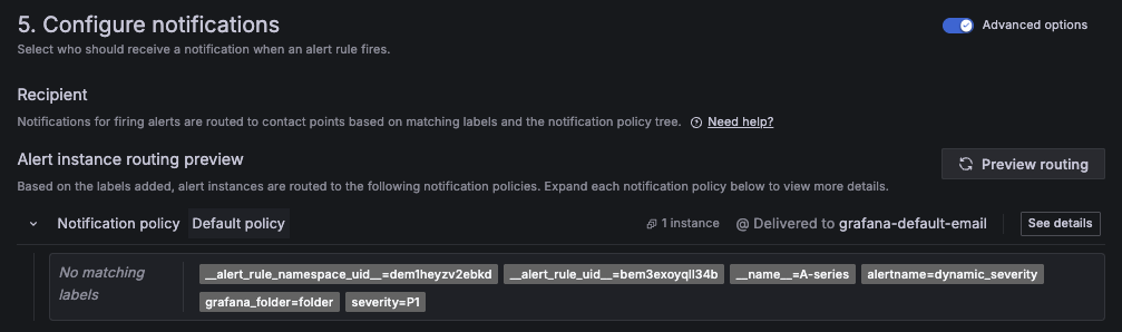 Example of dynamic labels in alert instances | Grafana documentation