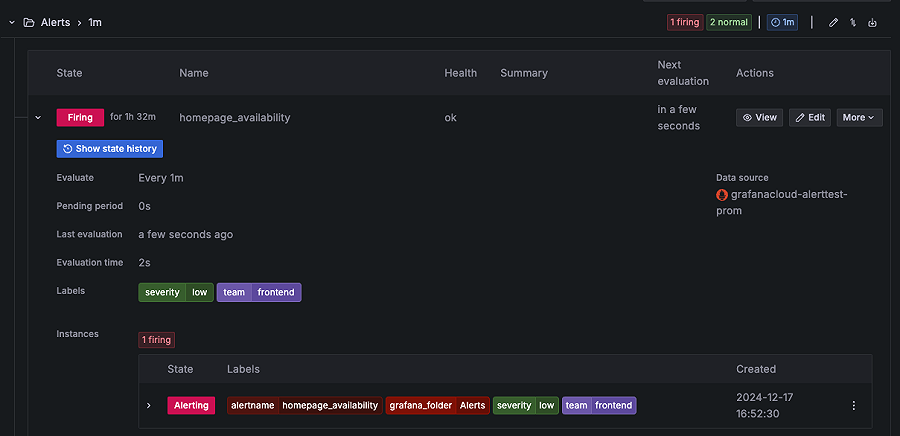 View alert state | Grafana documentation
