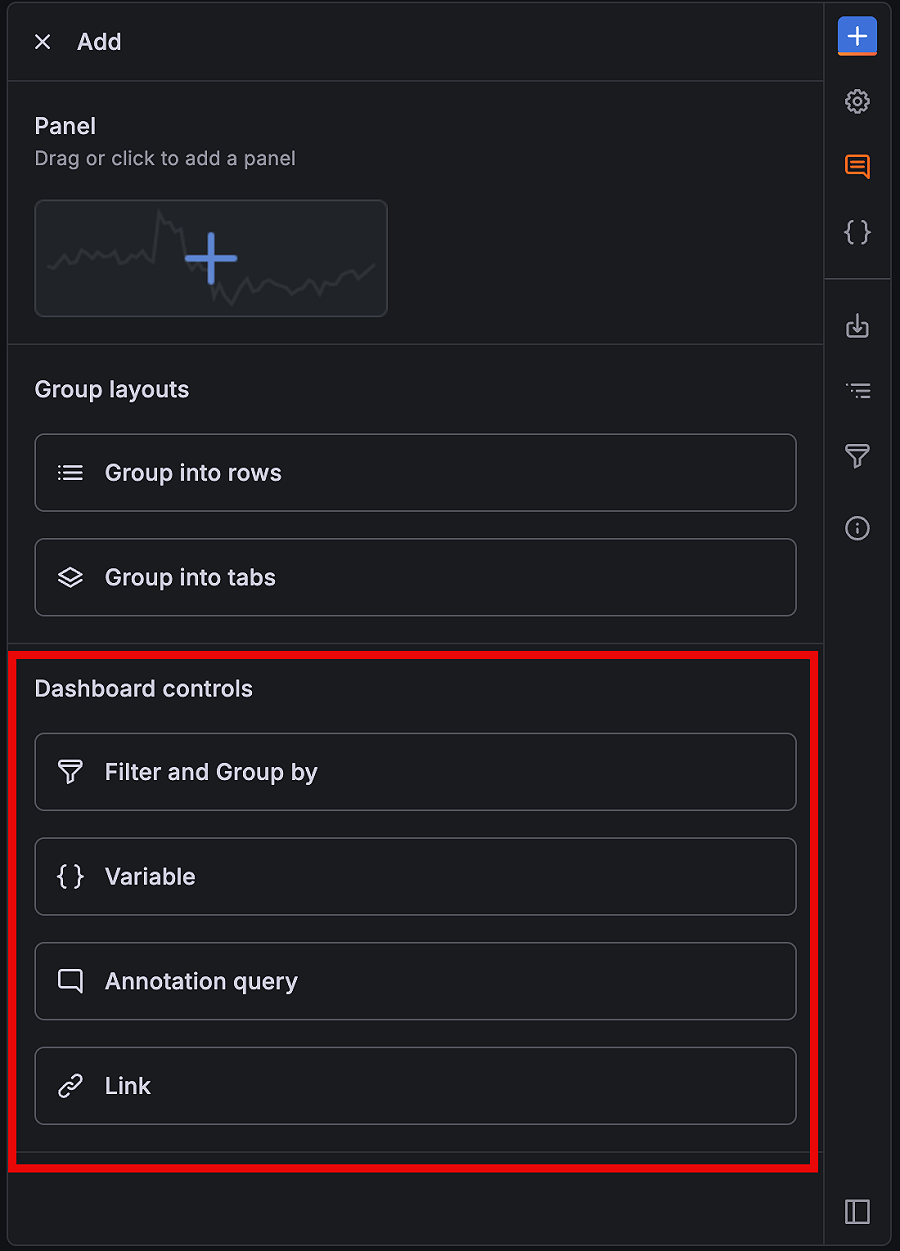Dashboard controls | Grafana documentation