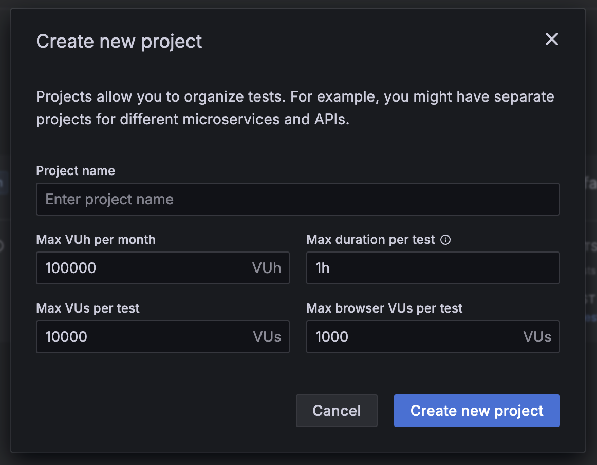 Manage project limits and quotas | Grafana Cloud documentation
