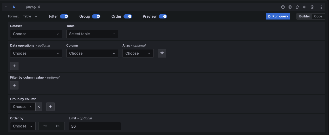 MySQL query editor | Grafana documentation