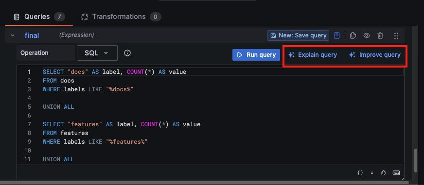 SQL expressions | Grafana documentation