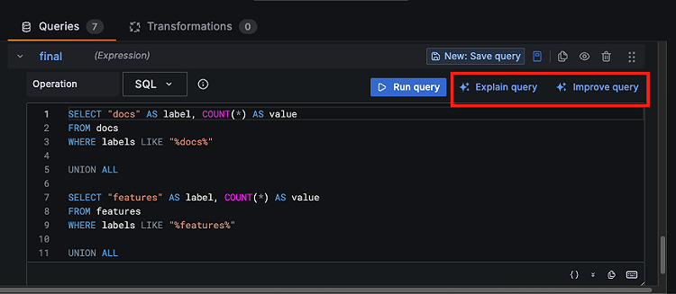 SQL expressions | Grafana documentation