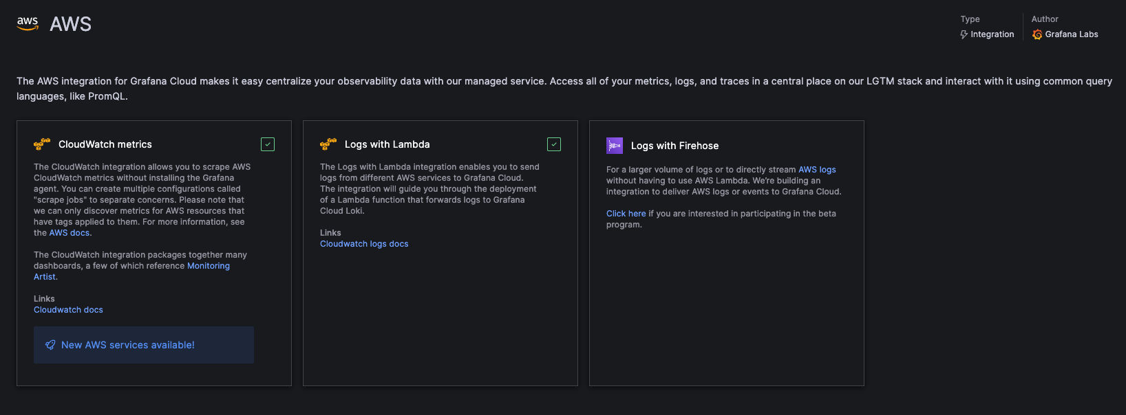 AWS monitoring with Grafana Cloud
