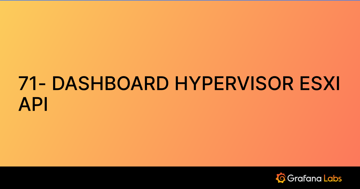 71- DASHBOARD HYPERVISOR ESXI API | Grafana Labs
