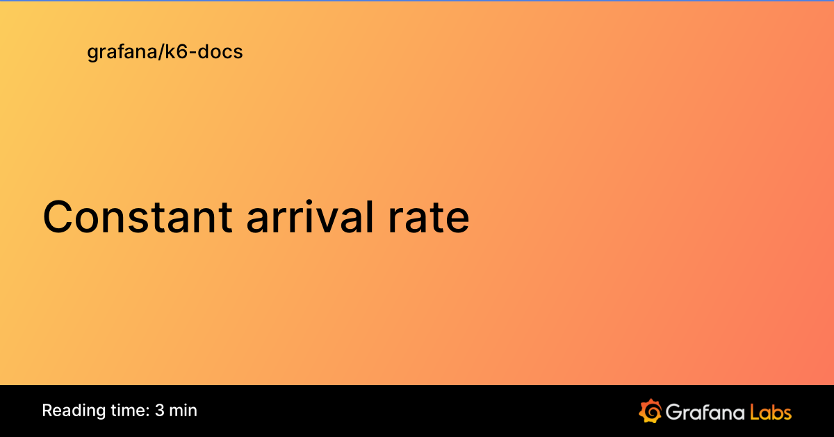 Constant arrival rate | Grafana k6 documentation