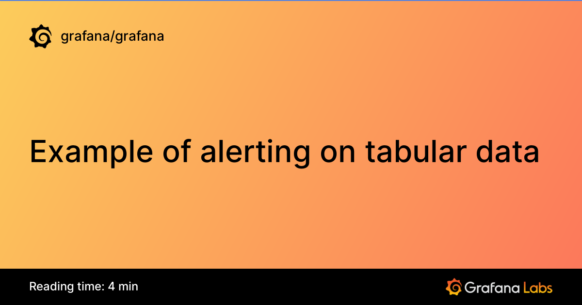 Example of alerting on tabular data | Grafana documentation