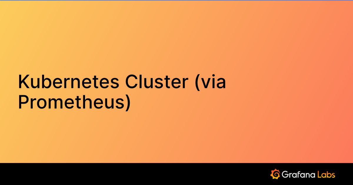 Kubernetes Cluster (via Prometheus) | Grafana Labs