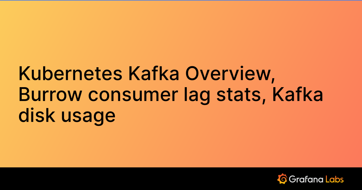 Kubernetes Kafka Overview, Burrow consumer lag stats, Kafka disk usage ...
