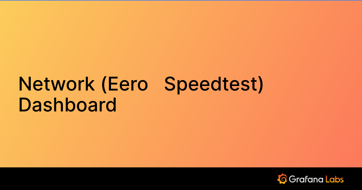 Network (Eero + Speedtest) Dashboard | Grafana Labs