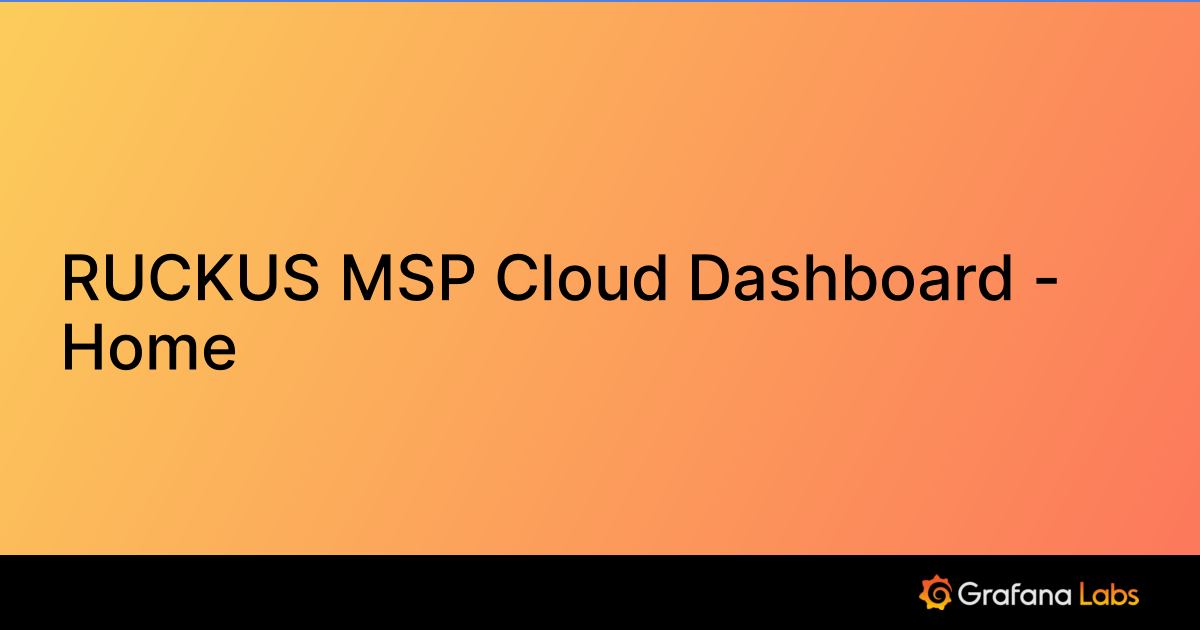 RUCKUS MSP Cloud Dashboard - Home | Grafana Labs
