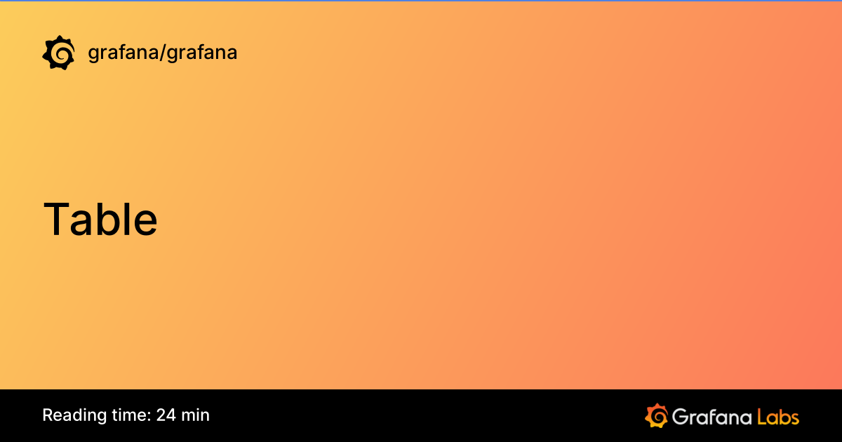 Table | Grafana documentation