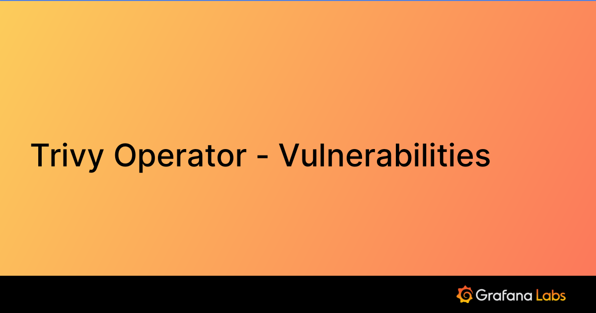 Trivy Operator - Vulnerabilities | Grafana Labs