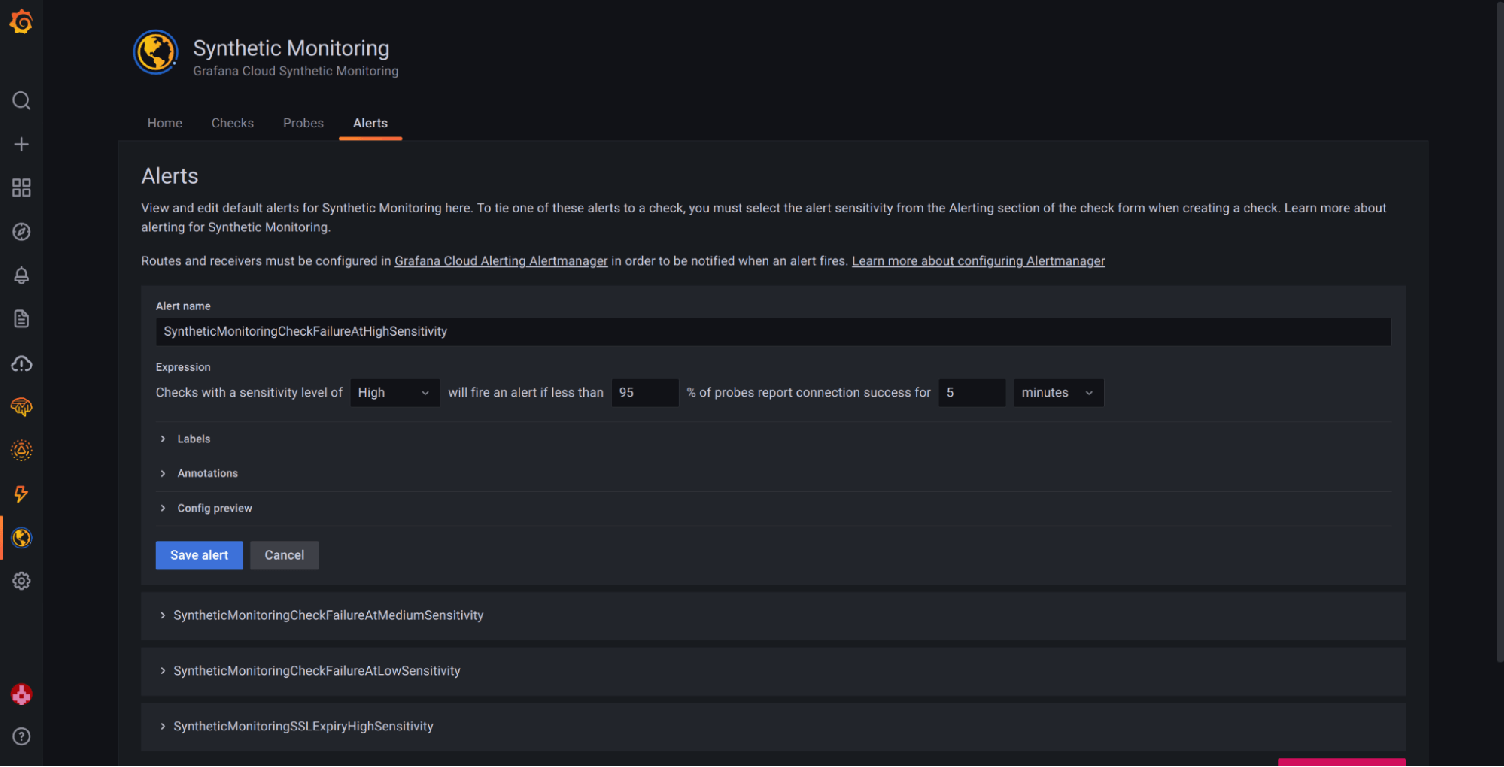 Best practices for alerting on Synthetic Monitoring metrics in Grafana Cloud | Grafana Labs
