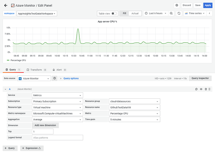 Azure Monitor query editor | Grafana documentation