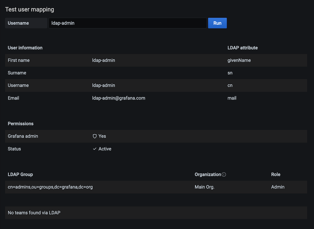 Configure LDAP authentication | Grafana documentation